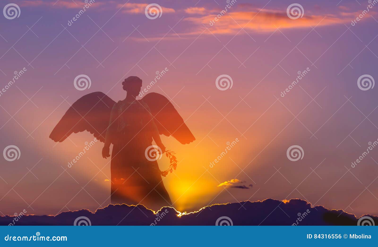 Beautiful angel in heaven stock illustration. Illustration of pray ...