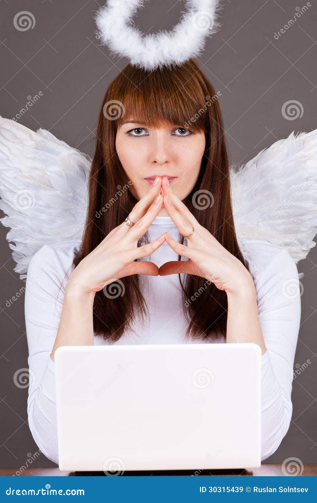 Angel sitting at the table stock image. Image of attractive - 30315439