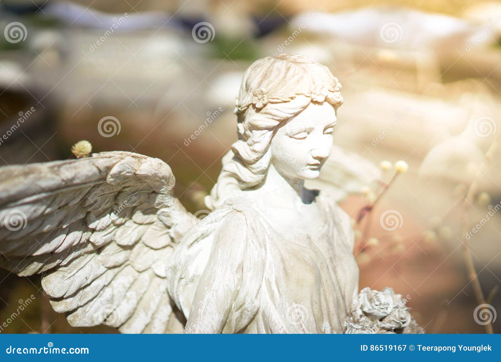 Beautiful Angel Statue in Sunlight. Stock Image - Image of closeup ...