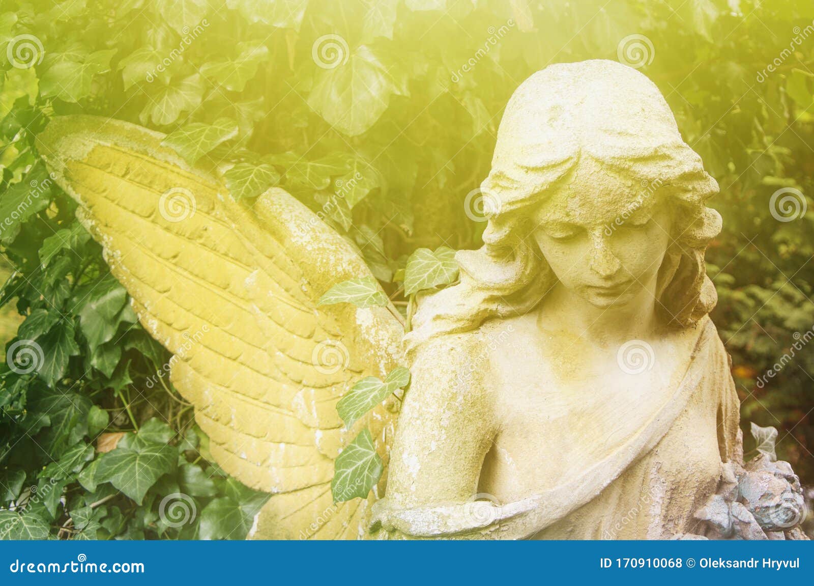 Beautiful Angel in the Sunlight. Fragment of Antique Statue Stock Photo ...