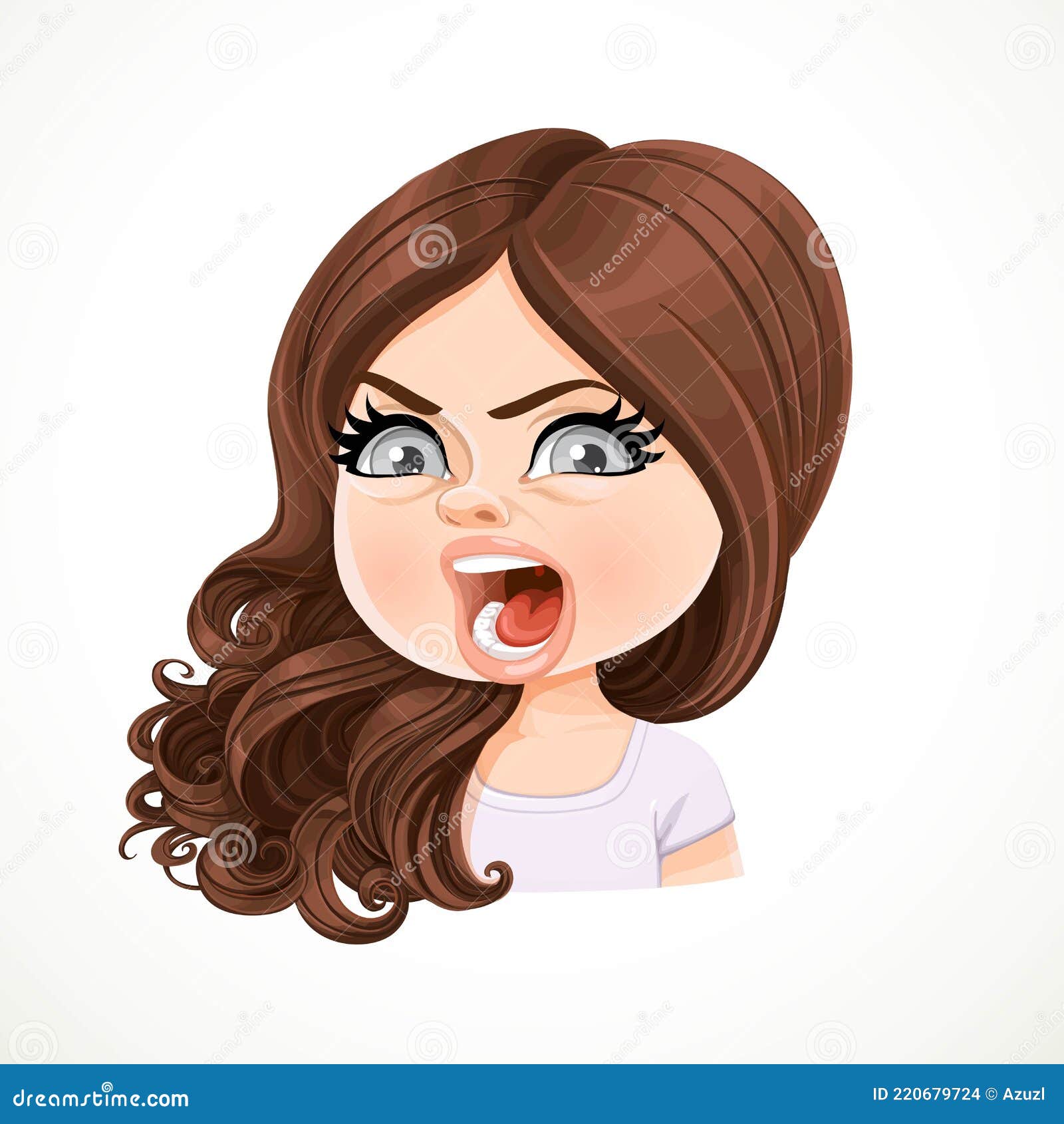 Beautiful Angry Aggressive Smiling Cartoon Brunette Girl with Hair are ... Beautiful Angry Aggressive Smiling Cartoon Brunette Girl with Hair are ...