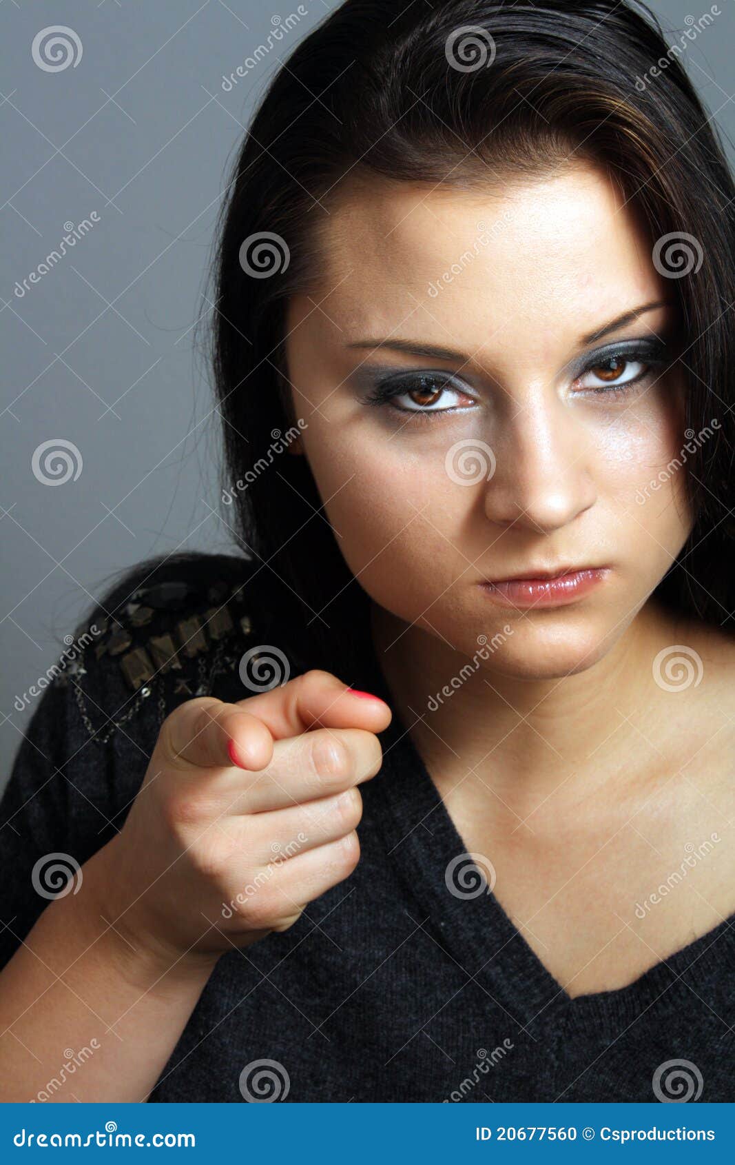 Beautiful Angry Brunette (1) Stock Photo - Image of pointing, beauty ...