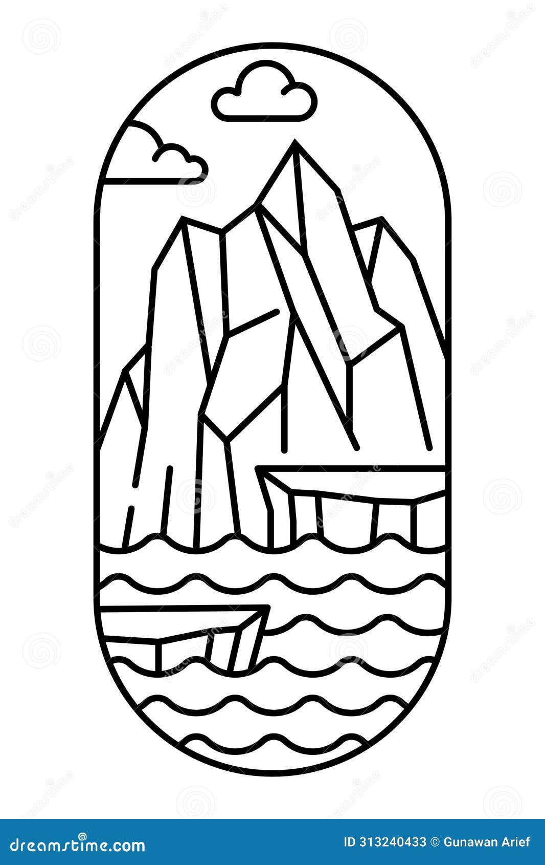 Beautiful Antarctica Views Line Art Illustration Stock Vector ...