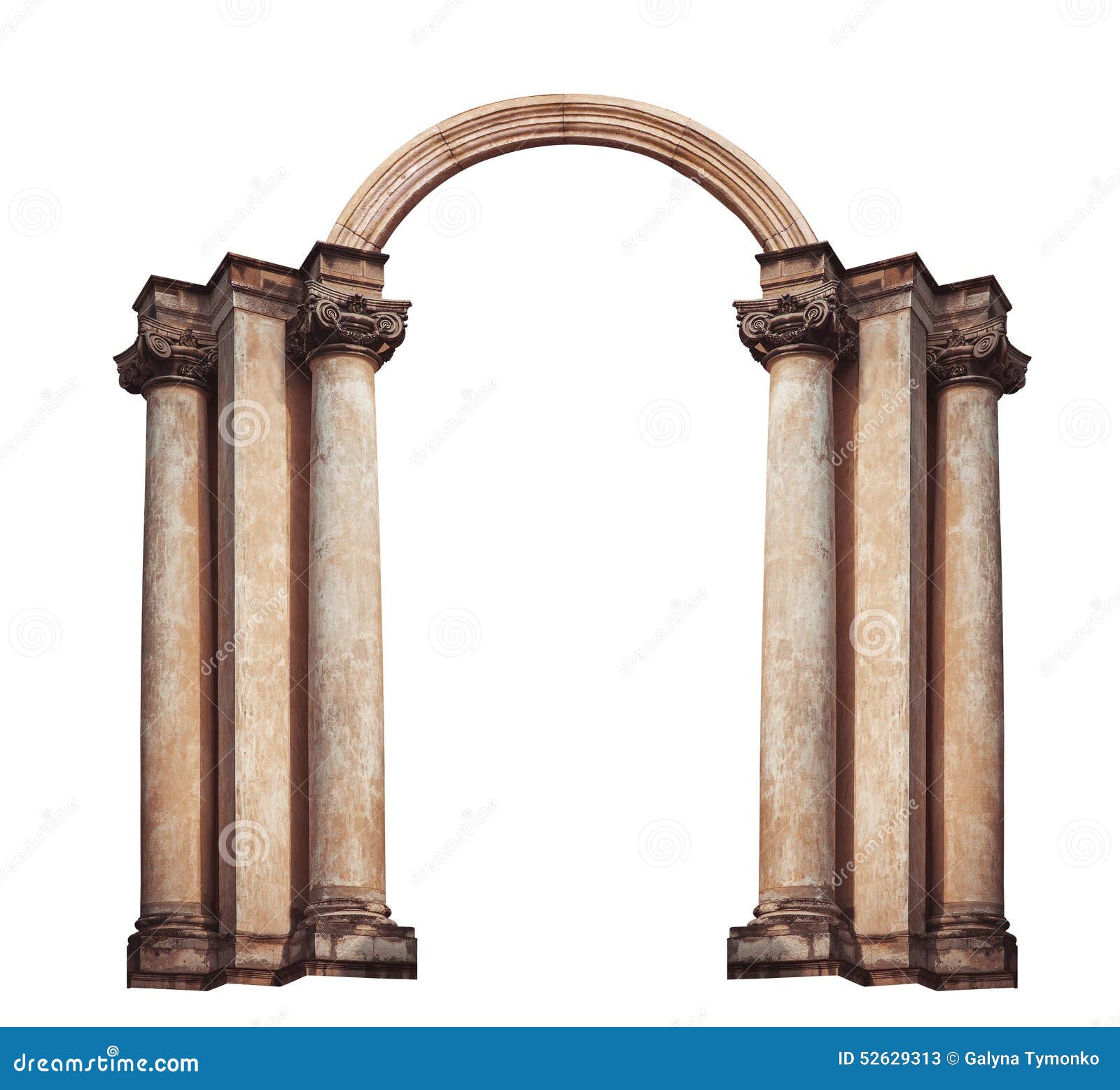 Beautiful Antique Arch Isolated on White Background Stock Image - Image ...