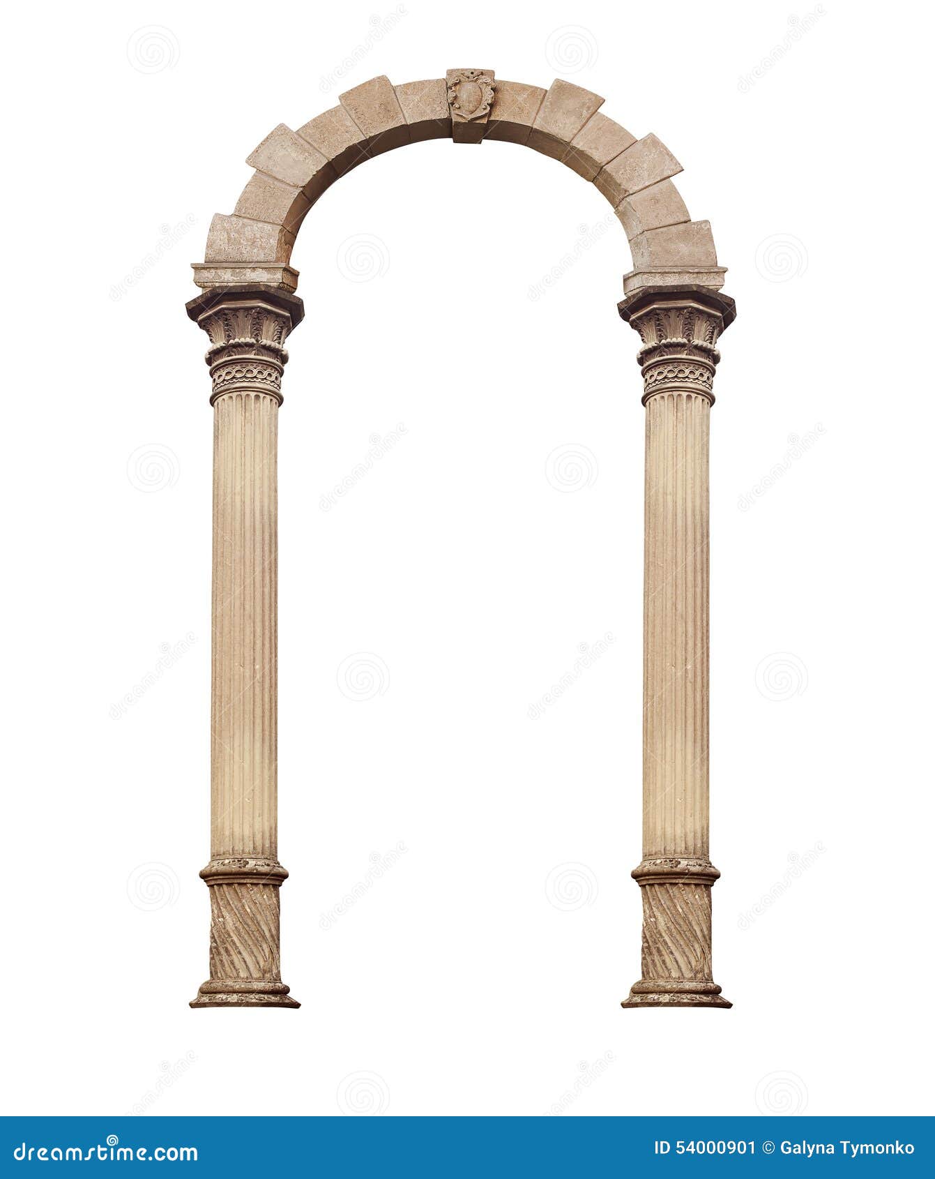 Beautiful Antique Arch Isolated on White Background Stock Image - Image ...