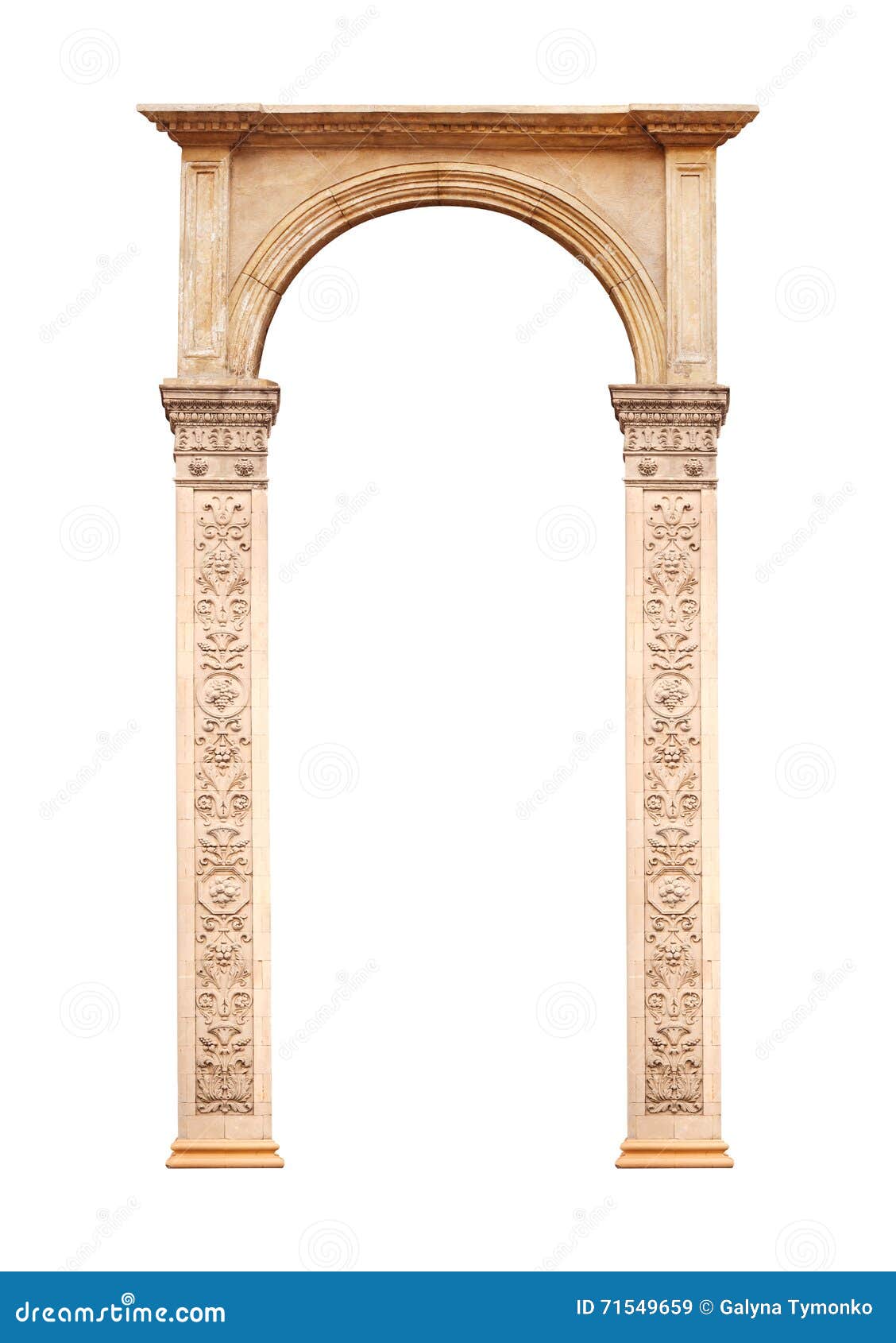 Beautiful Antique Arch Isolated on White Background Stock Image - Image ...