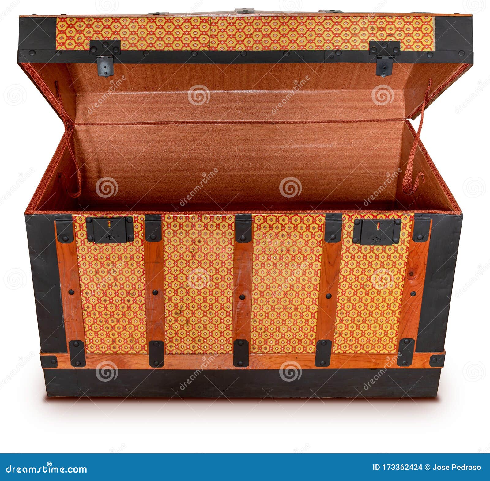 Beautiful Antique Open Chest. Frontal View. Isolated on White ...