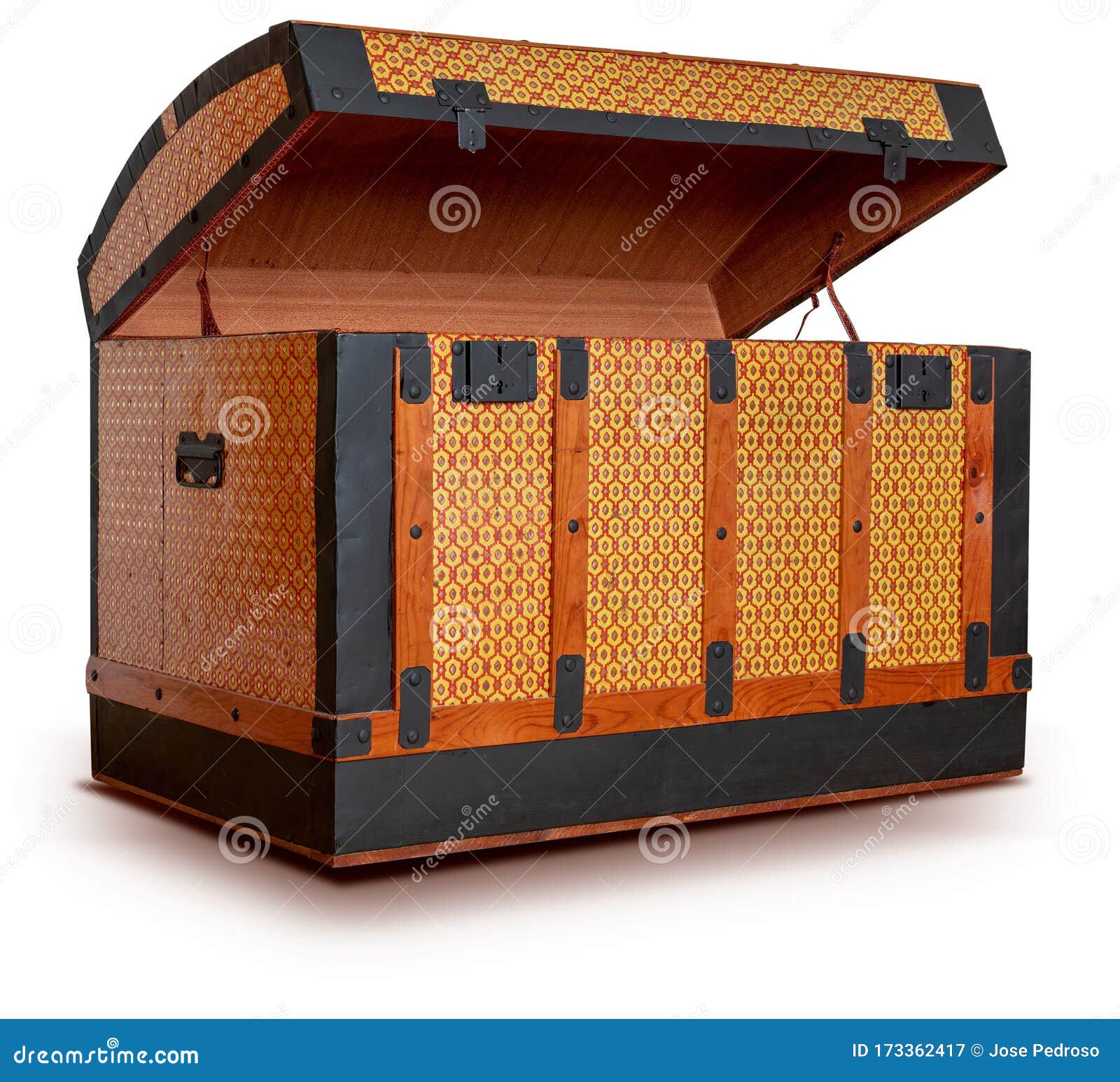 Beautiful Antique Open Chest. Side View. Isolated on White Background ...