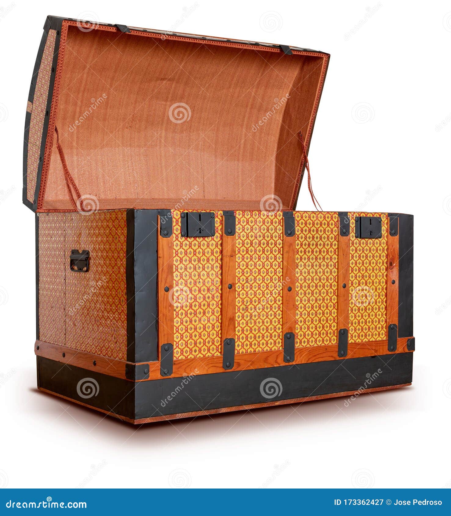 Beautiful Antique Open Chest. Side View. Isolated on White Background ...