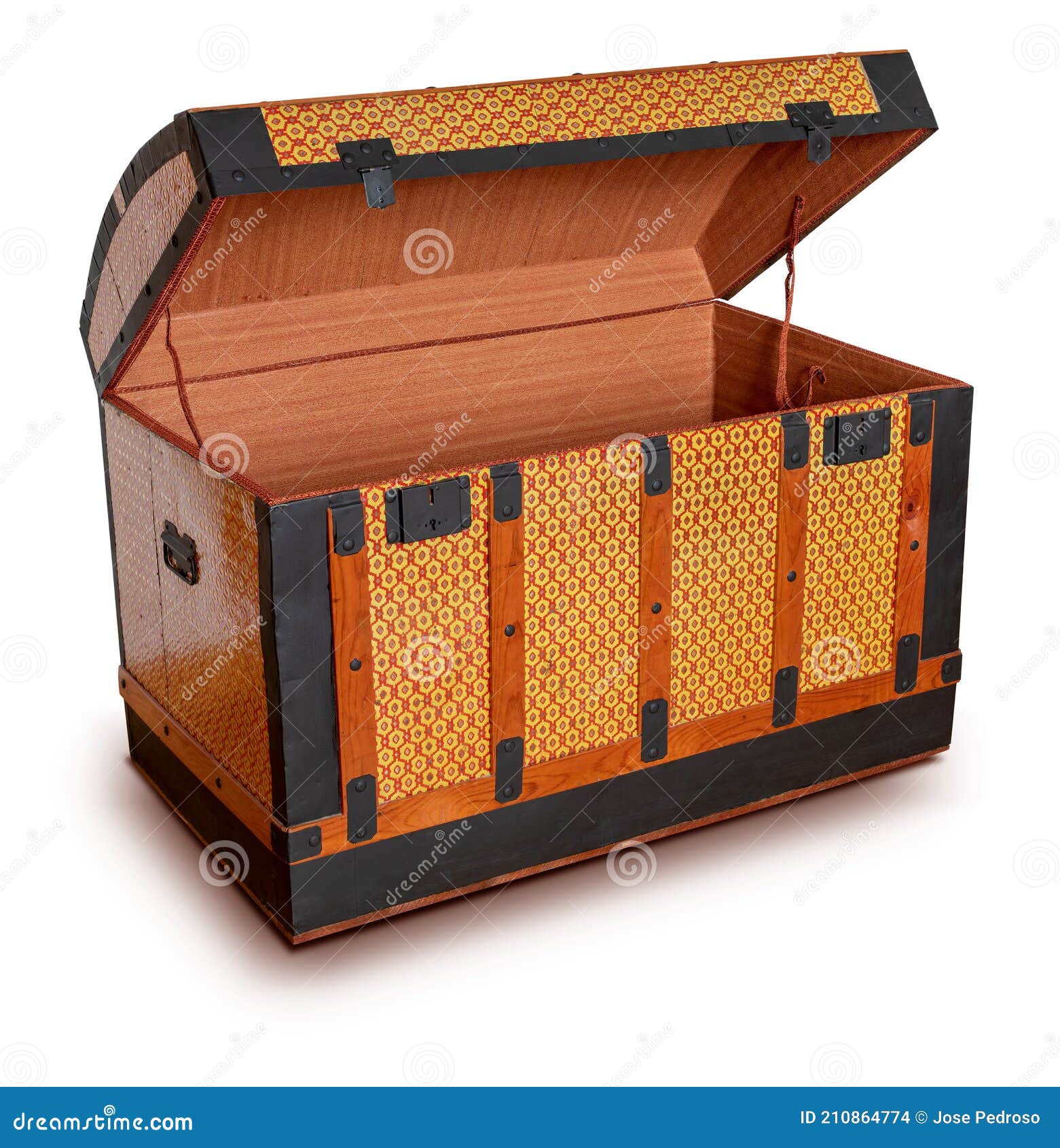 Beautiful Antique Open Chest. Side View. Isolated on White Background ...