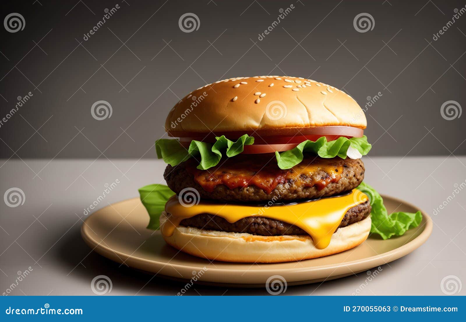 Beautiful Appetizing Burger, Close-up Side View Stock Illustration ...