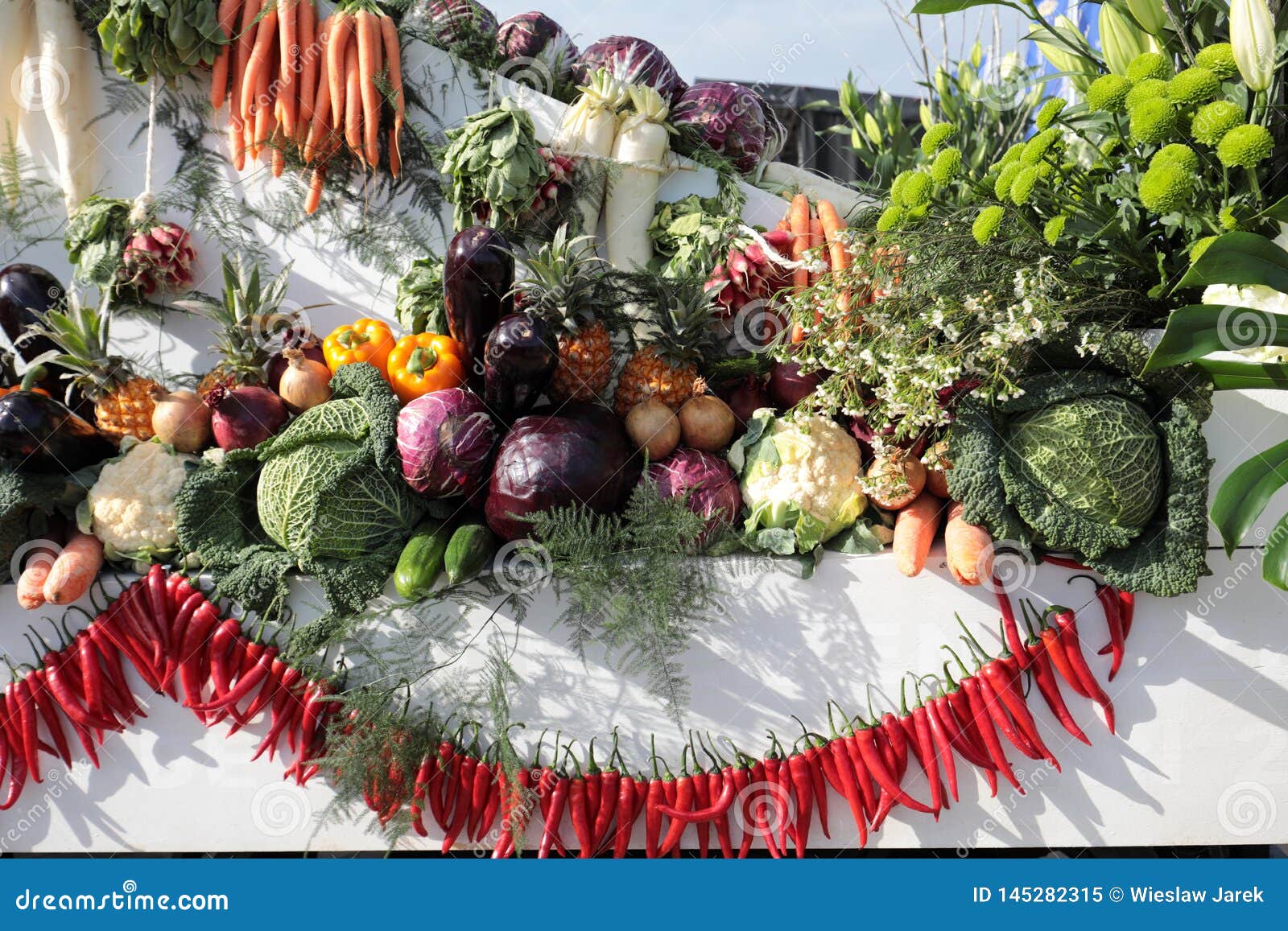 Beautiful and Appetizing Decoration Made of Various Vegetables. Stock ...