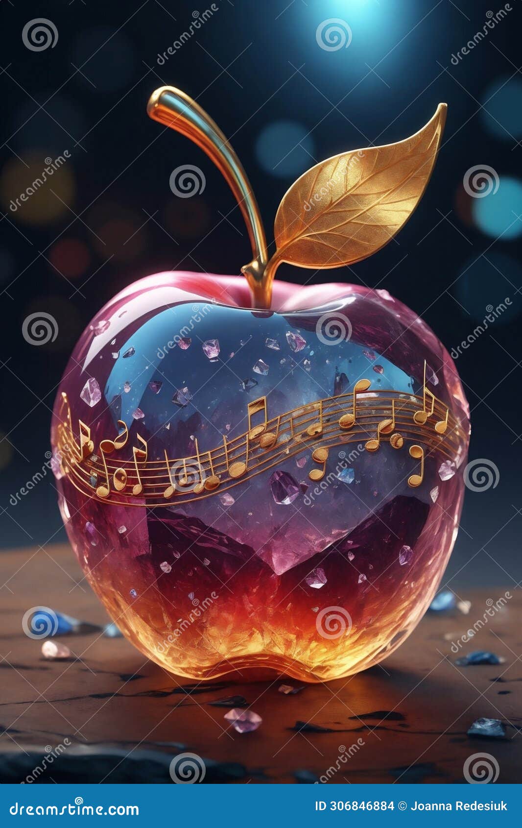 Apple Graphics with Musical Notes Stock Illustration - Illustration of ...