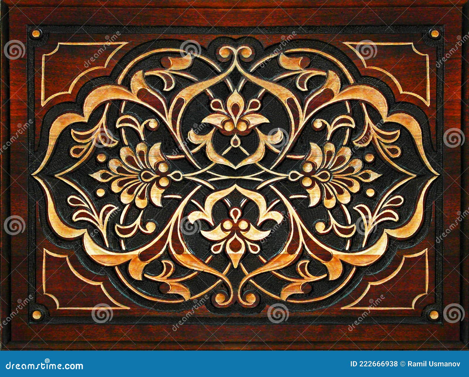 Beautiful Arabic Patterns, Carved from Wood on the Door. Stock Photo ...