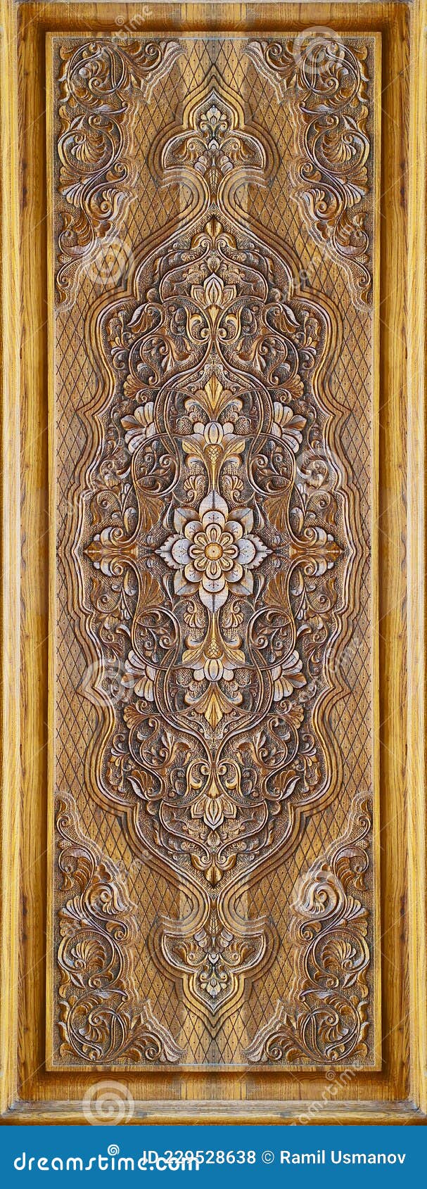 Beautiful Arabic Patterns Carved from Wood on the Door. Stock Photo ...