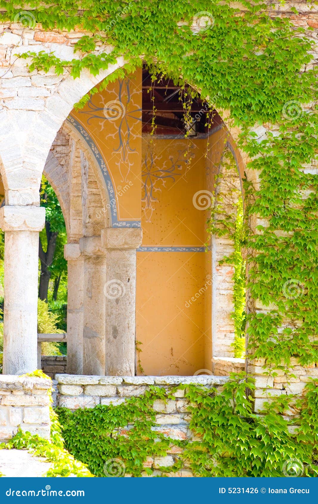 Beautiful arch stock photo. Image of hacienda, tree, rock - 5231426