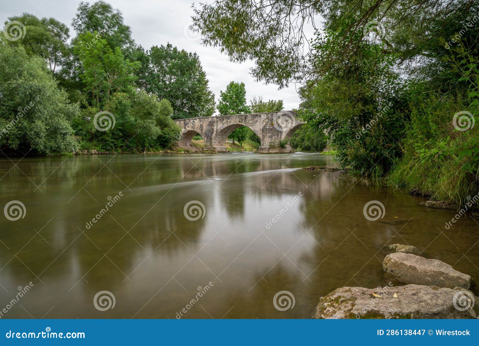 Beautiful Arched Stone Bridge Over the Pfunz Stream in Germany Stock ...