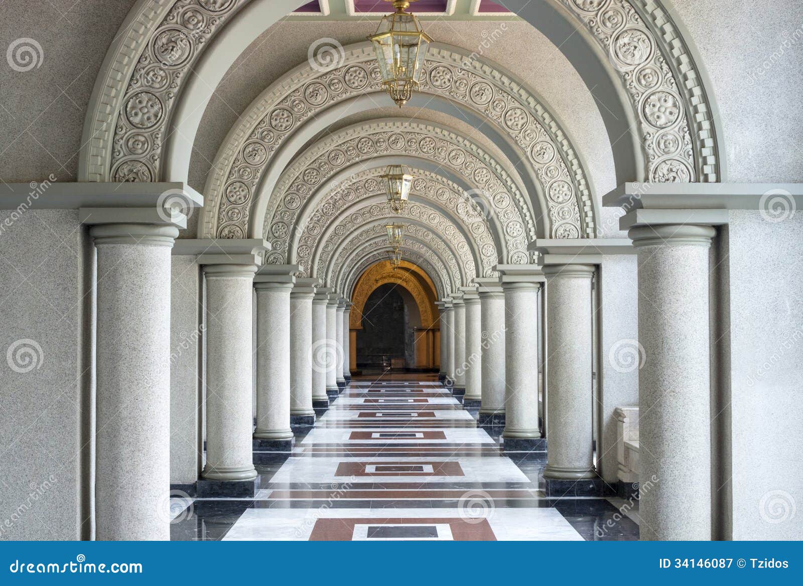 Beautiful Arched walkway stock image. Image of pillar - 34146087