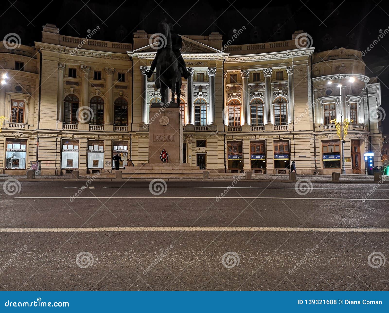 The Central University Library of Bucharest at Night Editorial Stock ...