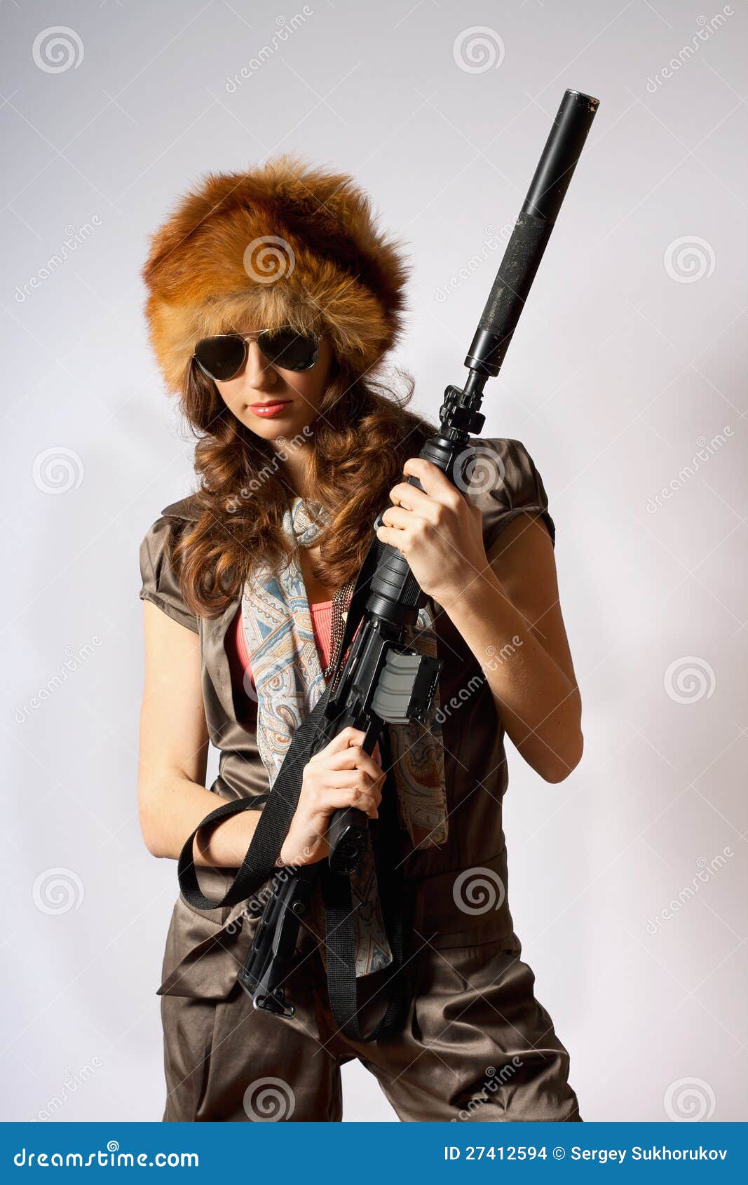 Beautiful Armed Girl in Hat Stock Photo - Image of brown, provocative ...