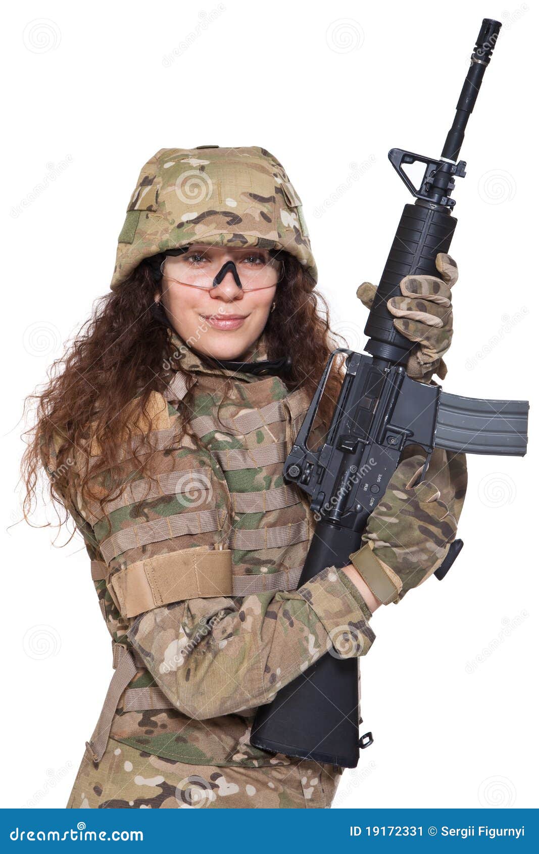 Beautiful Army Girl with Rifle Stock Image - Image of holding, shoot ...
