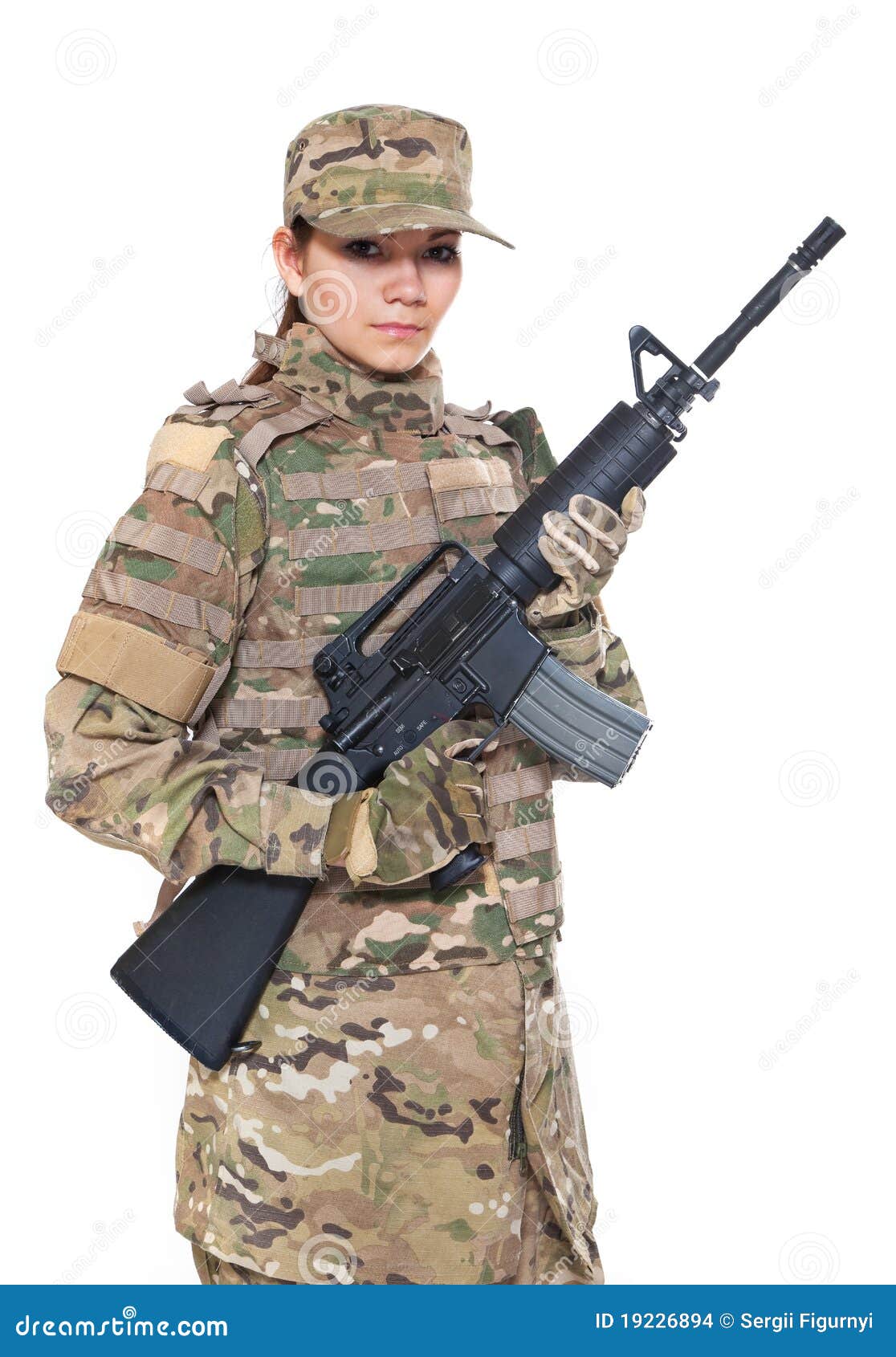 Beautiful Army Girl with Rifle Stock Photo - Image of martial, army ...