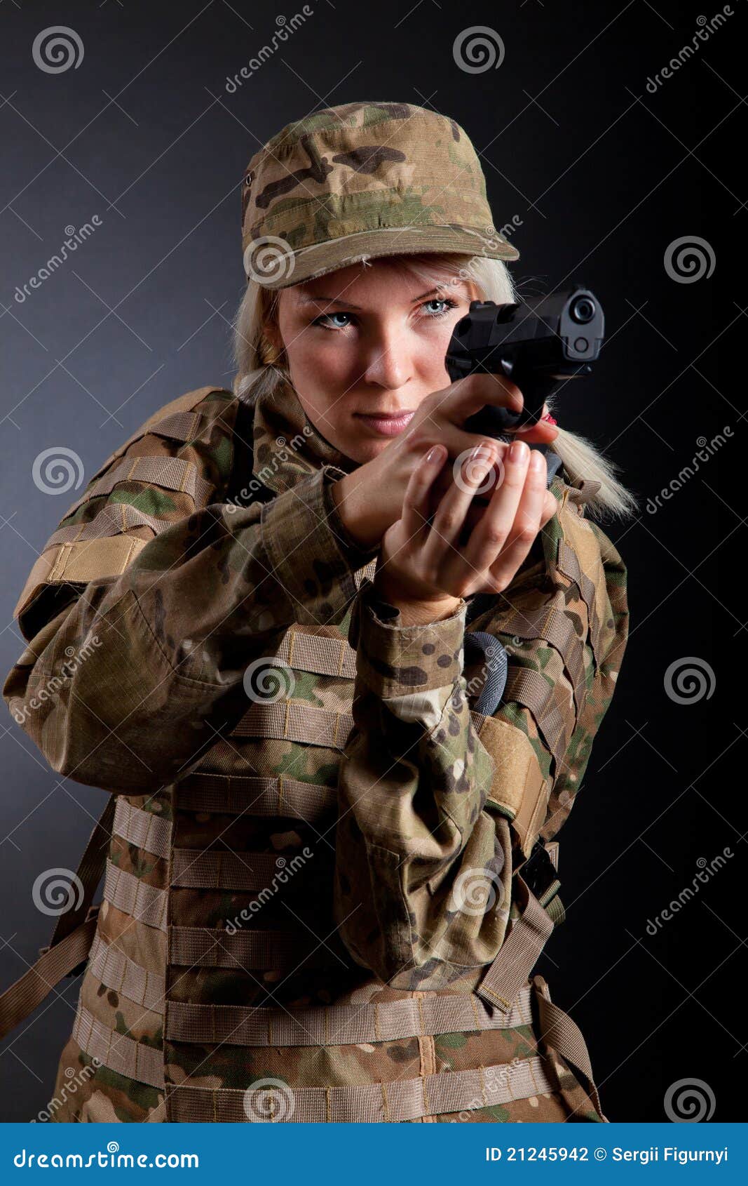 Beautiful Army Girl with Rifle Stock Photo - Image of conflict, power ...