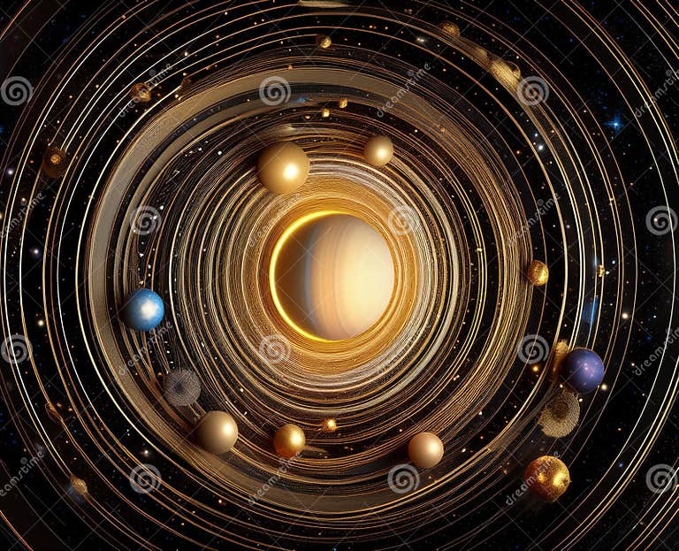 3D View of Space Objects and Planets. Stock Illustration - Illustration ...