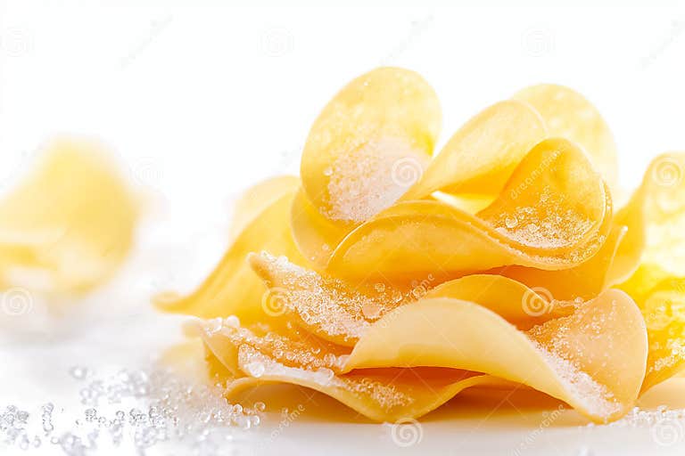 A Beautiful Arrangement of Thin, Crispy Chips Rests on a Smooth Surface ...