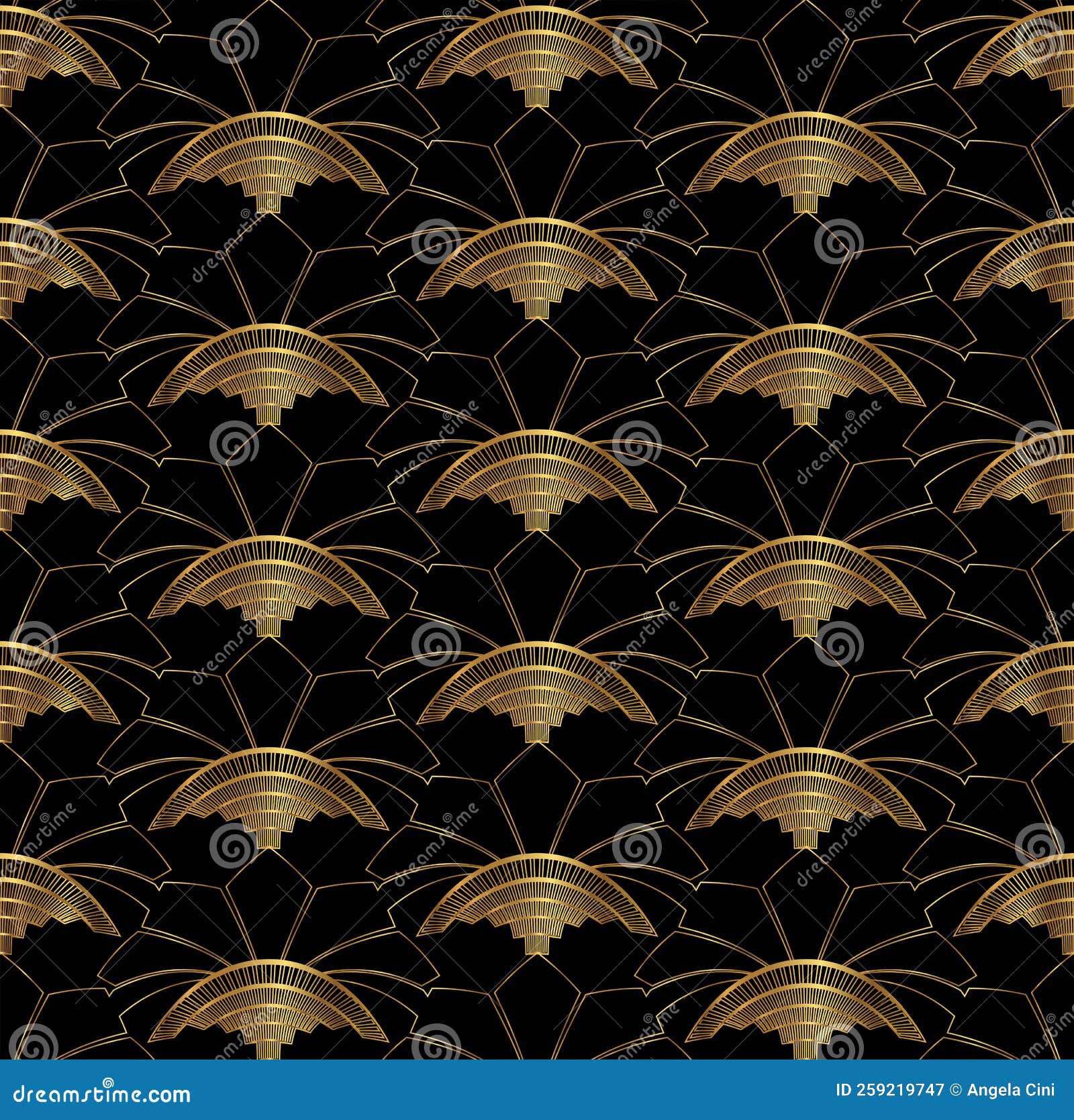Beautiful Art Deco Gold Black Seamless Pattern Stock Vector ...