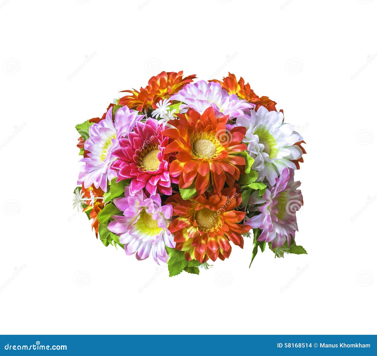 Beautiful Artificial Bouguet Flowers on White Stock Photo - Image of ...