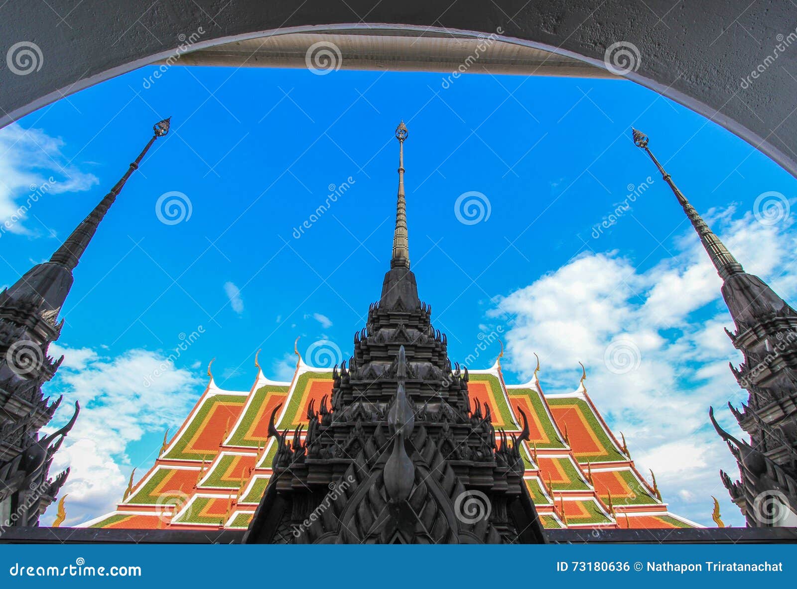 Beautiful Arts and Architecture at Loha Prasat,Wat Ratchanaddaram Stock ...