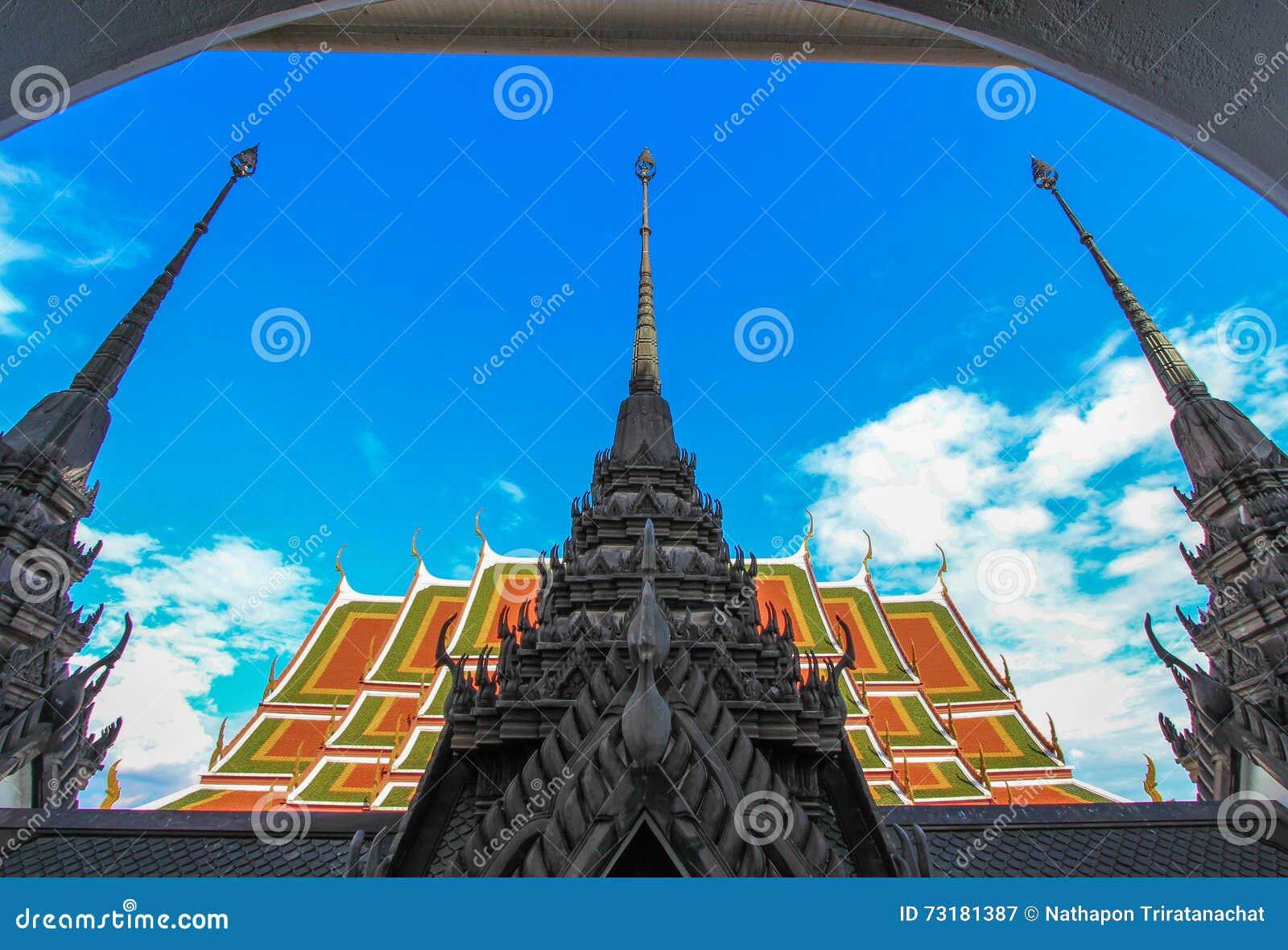 Beautiful Arts and Architecture at Loha Prasat,Wat Ratchanaddaram Stock ...