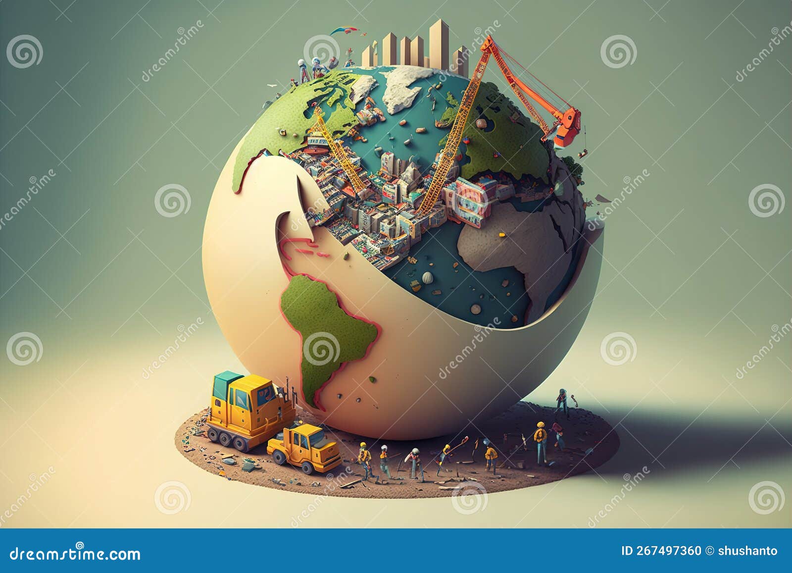 Construction of the World stock illustration. Illustration of globe ...