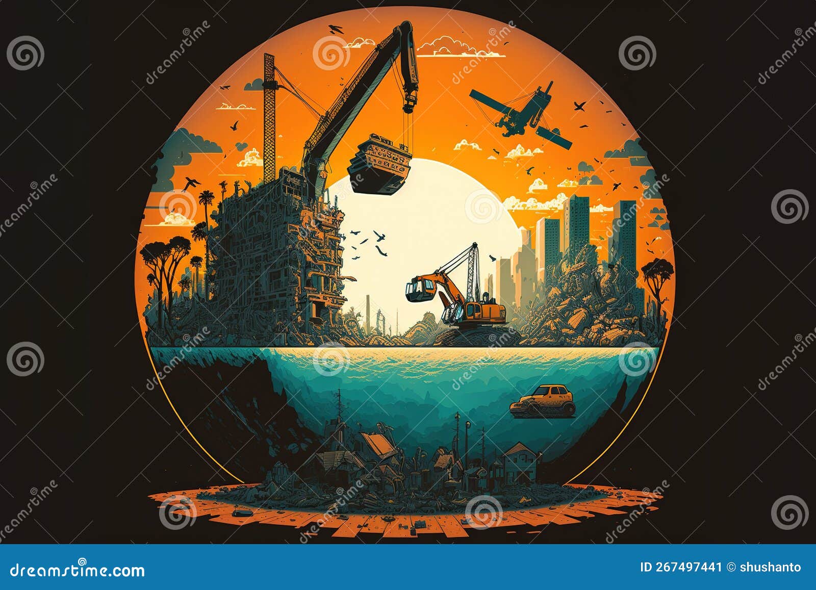 Construction of the World stock illustration. Illustration of cartoon ...