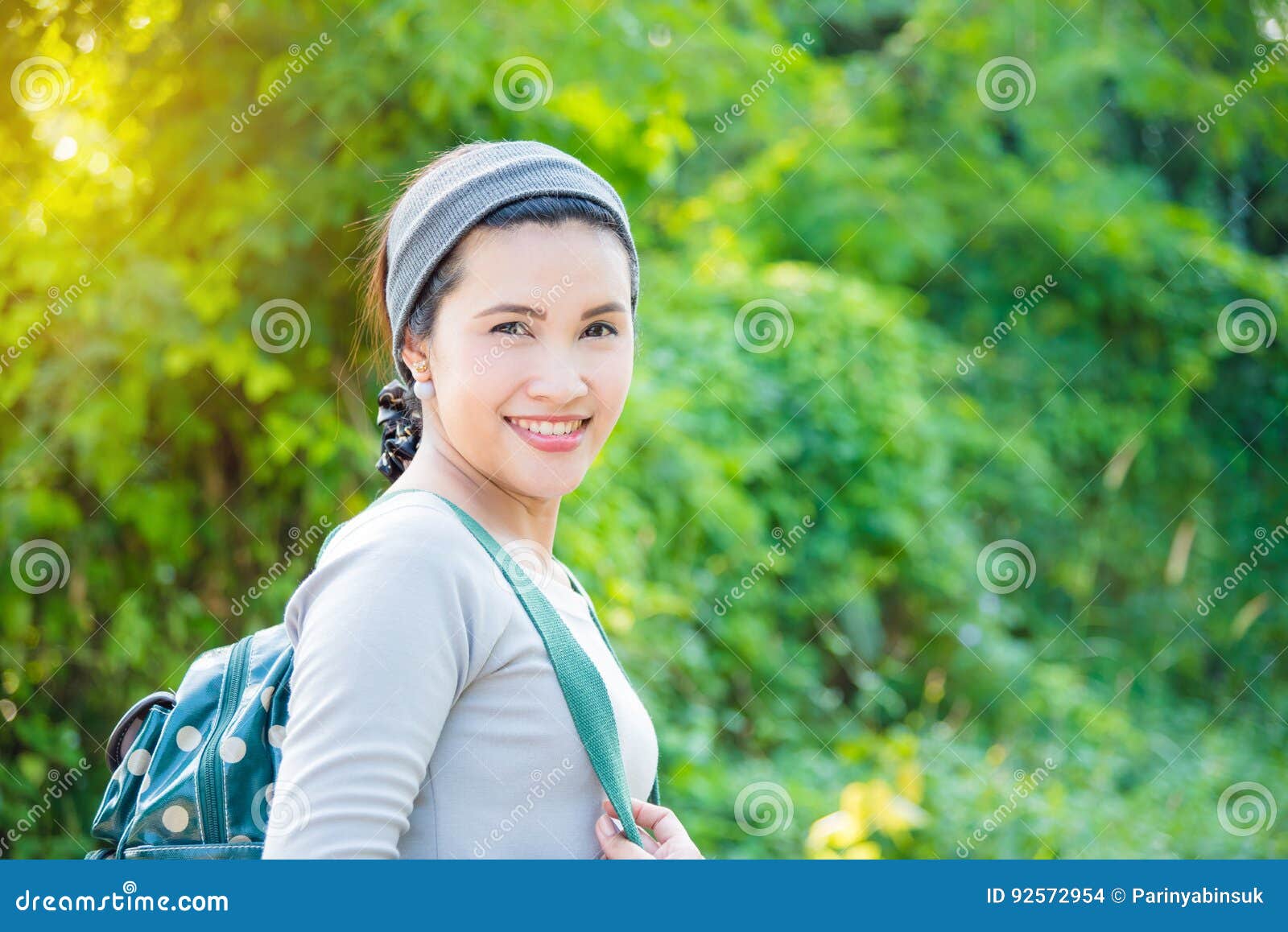 Beautiful Backpacker in Forest Stock Photo - Image of healthy ...