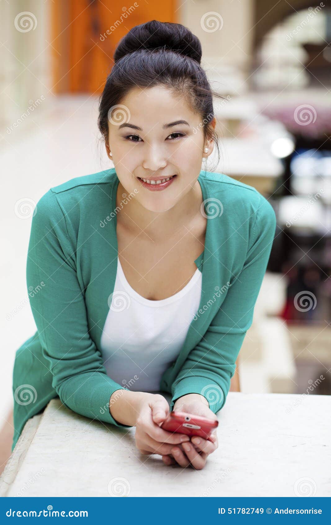 Beautiful Asian Calling by Mobile Phone Stock Image - Image of close ...