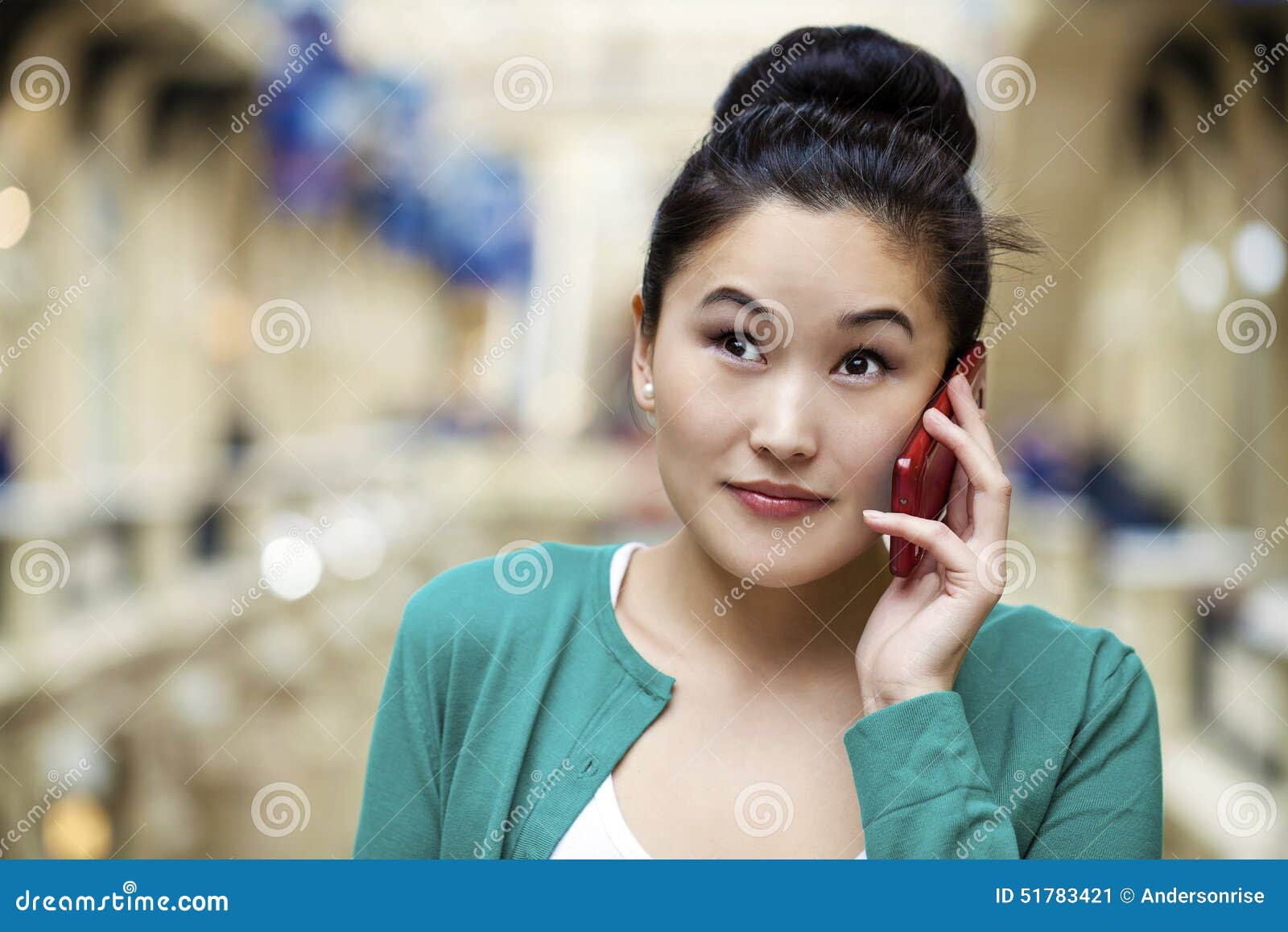 Beautiful Asian Calling by Mobile Phone Stock Image - Image of chinese ...