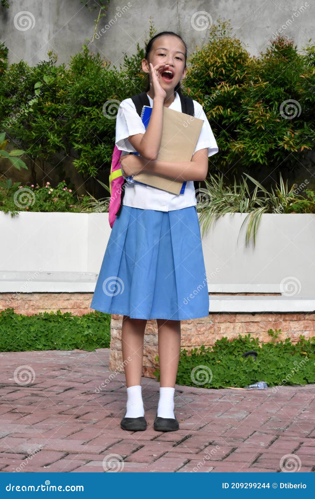 Beautiful Asian Female Student Yelling Standing Stock Photo - Image of ...