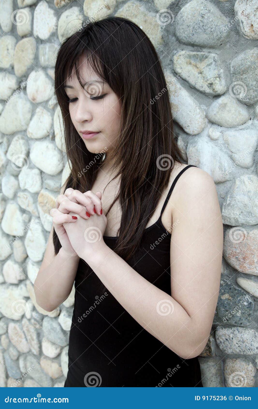 Beautiful Asian Girl Praying Stock Photo - Image of attitude, feminine ...