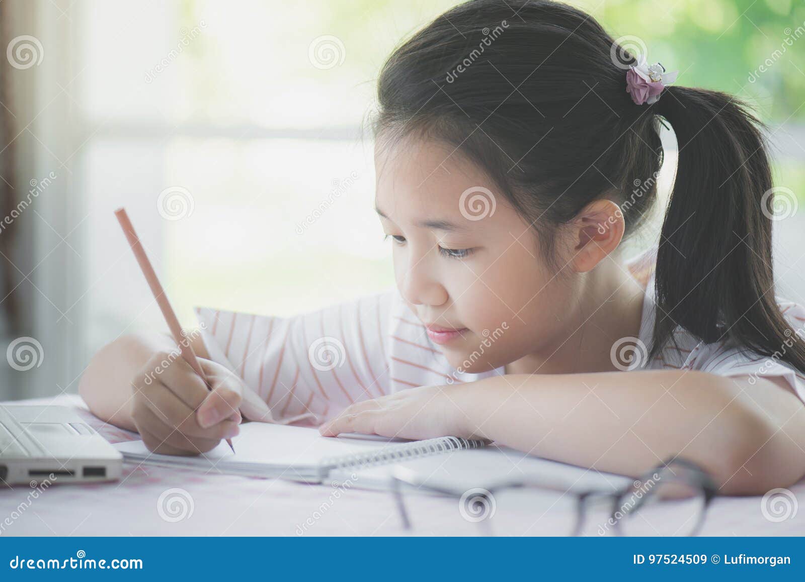 Beautiful Asian Girl Writing To Diary Stock Image - Image of learning ...