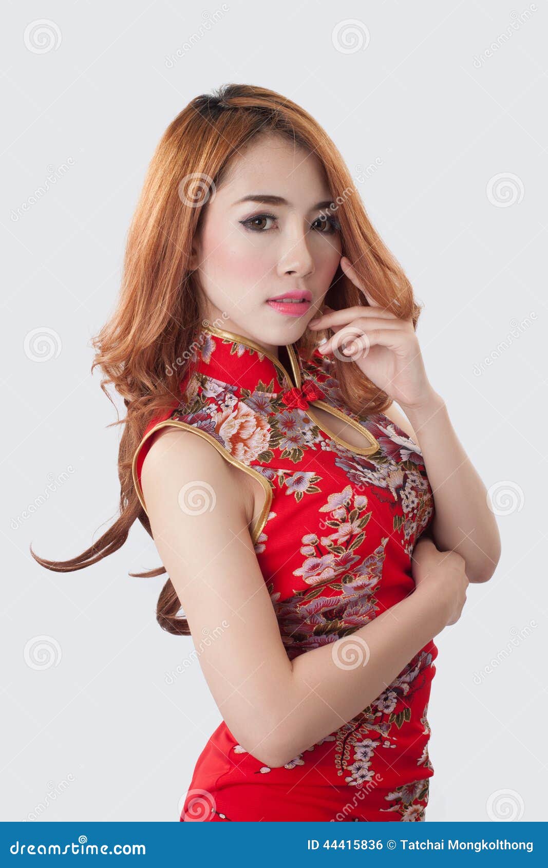 Beautiful Asian Model Wearing Cheongsam Stock Photo - Image of ...
