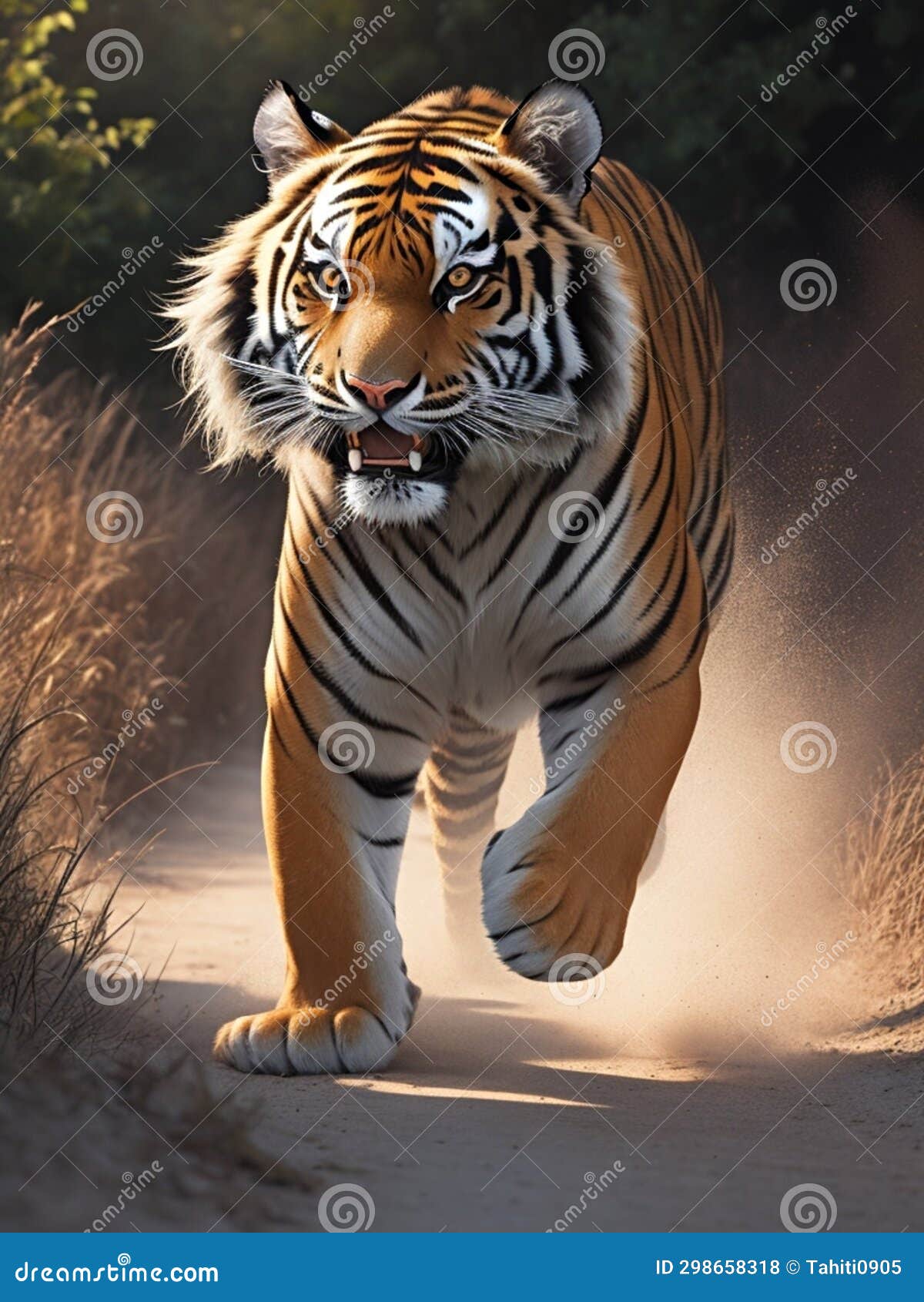 Beautiful Asian Tiger Running Stock Illustration - Illustration of ...