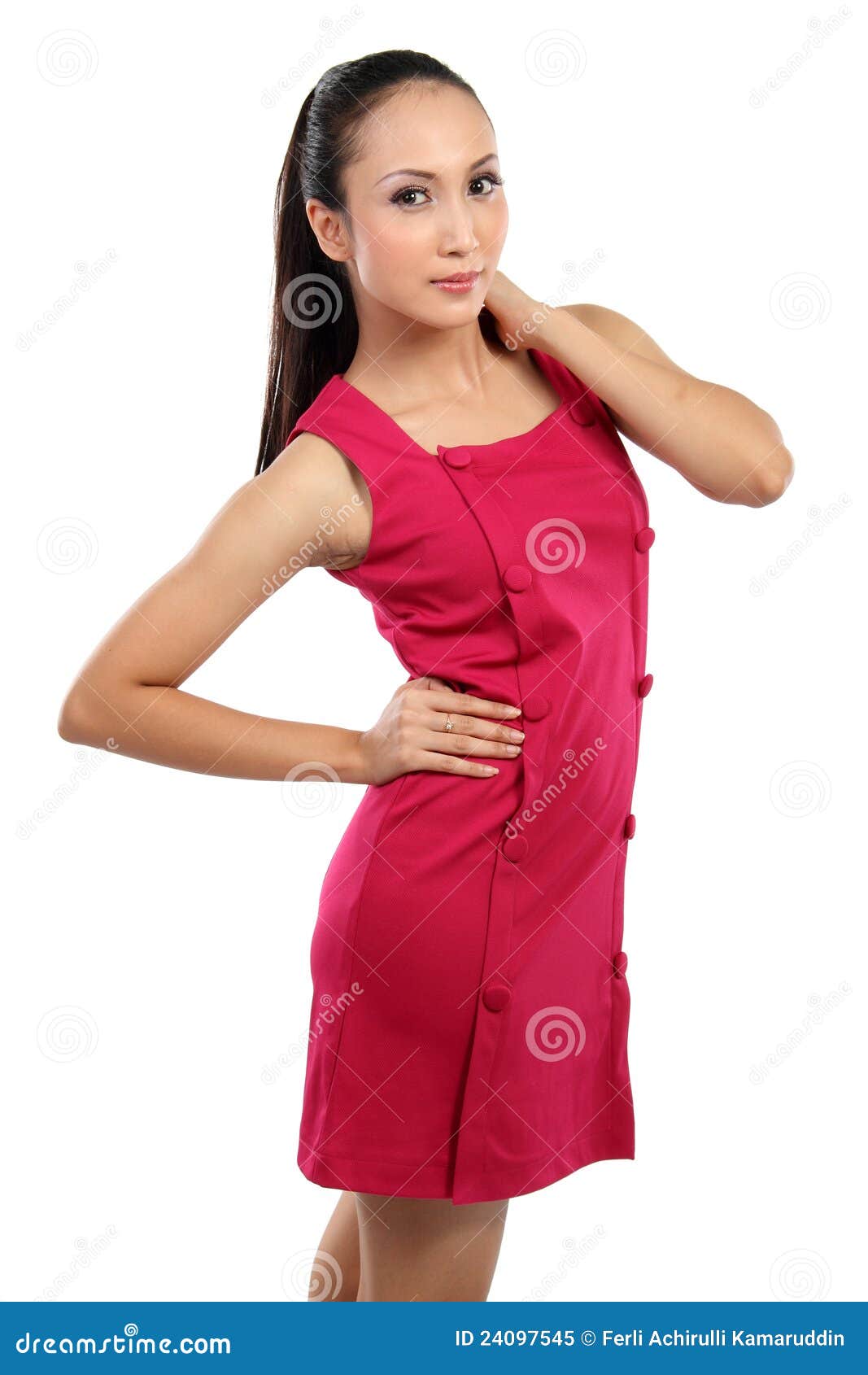 Beautiful Asian Woman in Red Stock Image - Image of glamour, clear ...