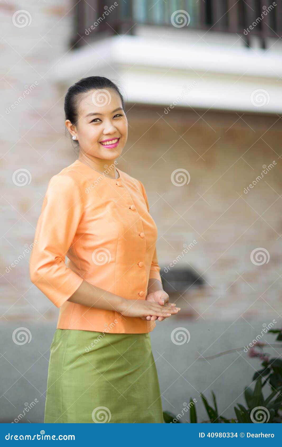Beautiful Asian Woman with Welcome Expression. Stock Photo - Image of ...
