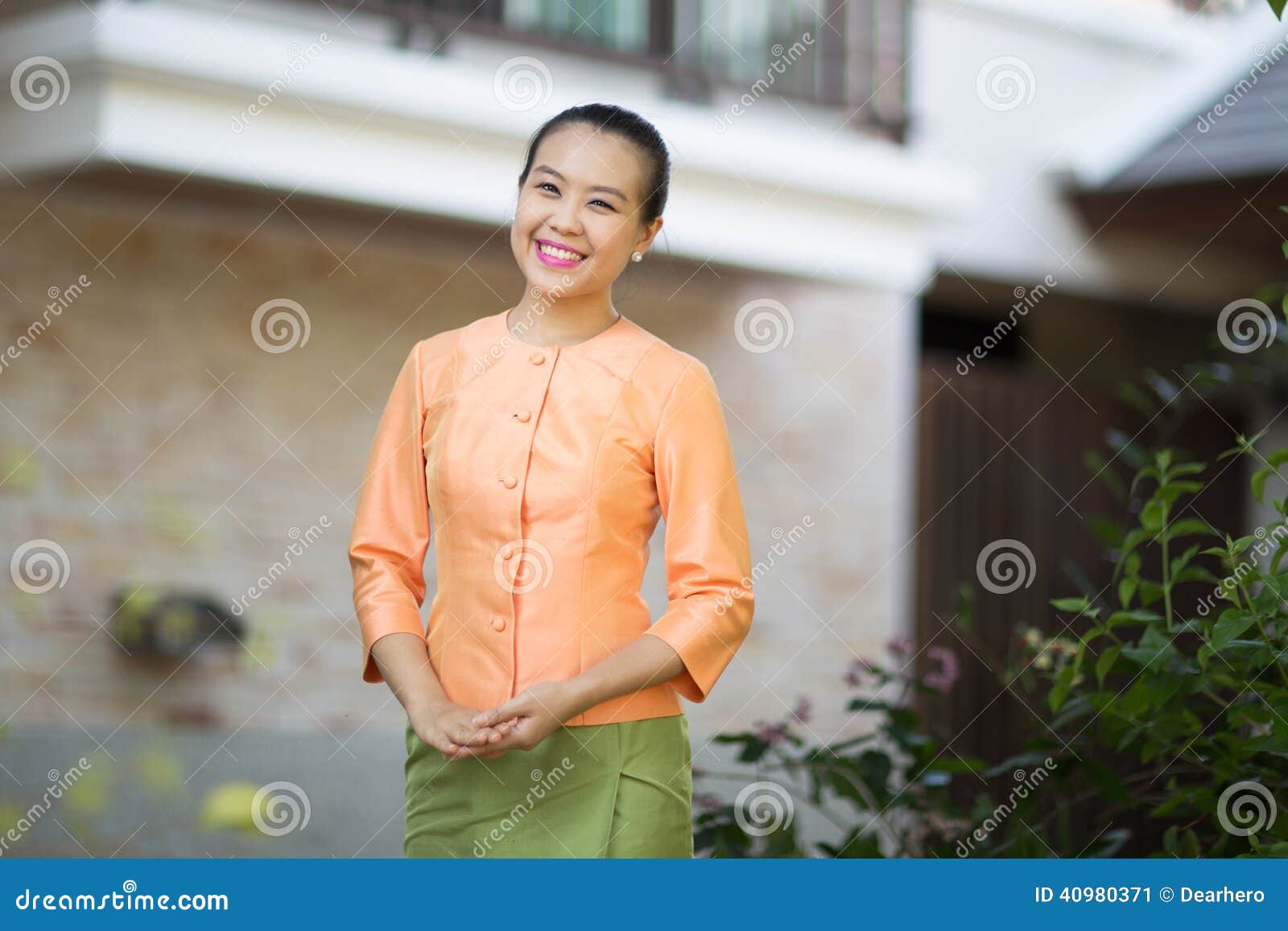 Beautiful Asian Woman with Welcome Expression. Stock Image - Image of ...