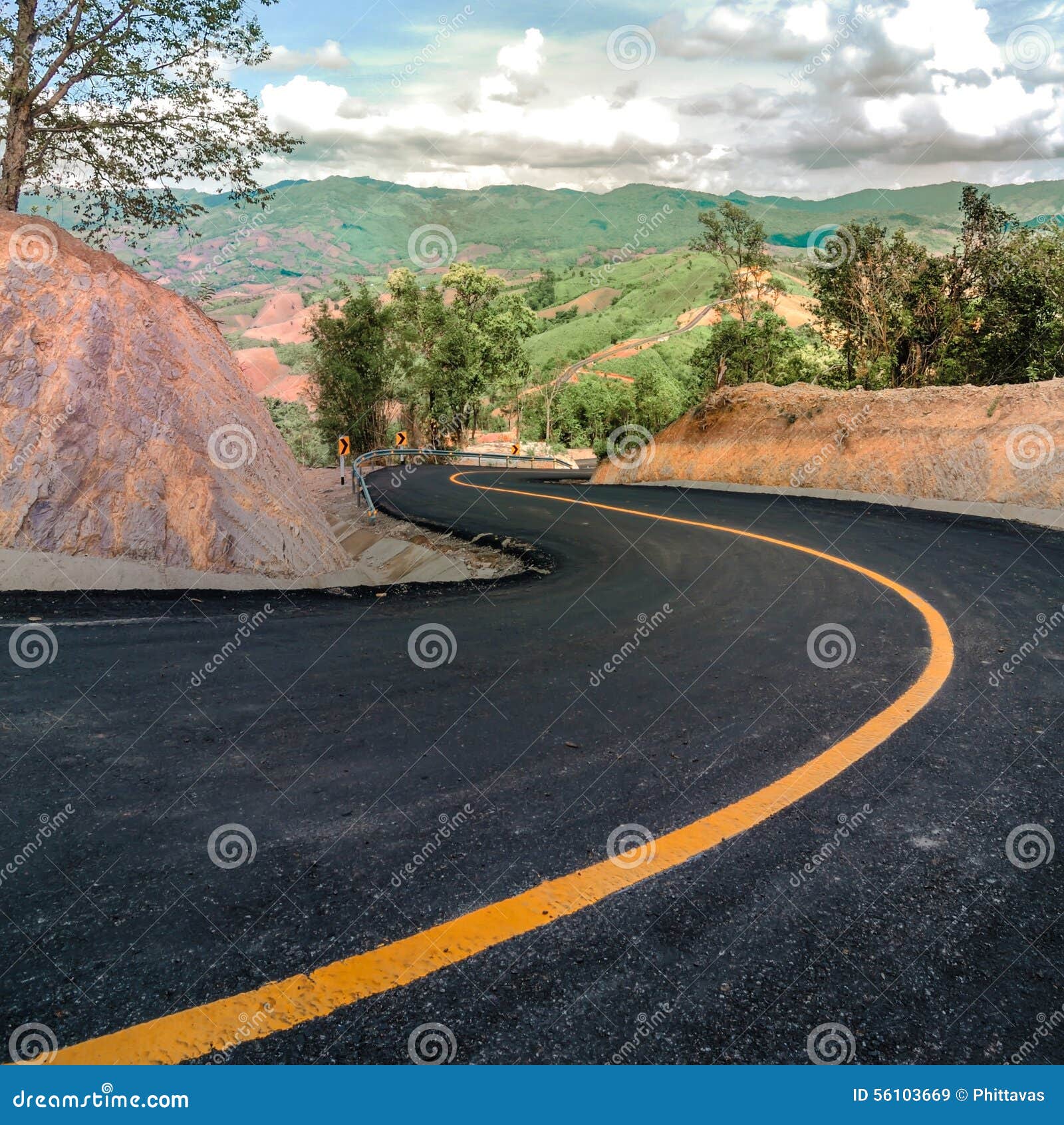 Beautiful Asphalt Road and Sharp Curve Climb on Mountain Stock Image ...