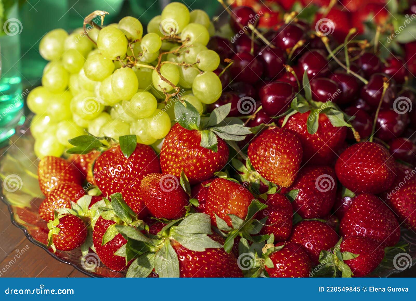 Beautiful Assorted Fruits. Strawberry, Cherry and Grape Mix Stock Image ...
