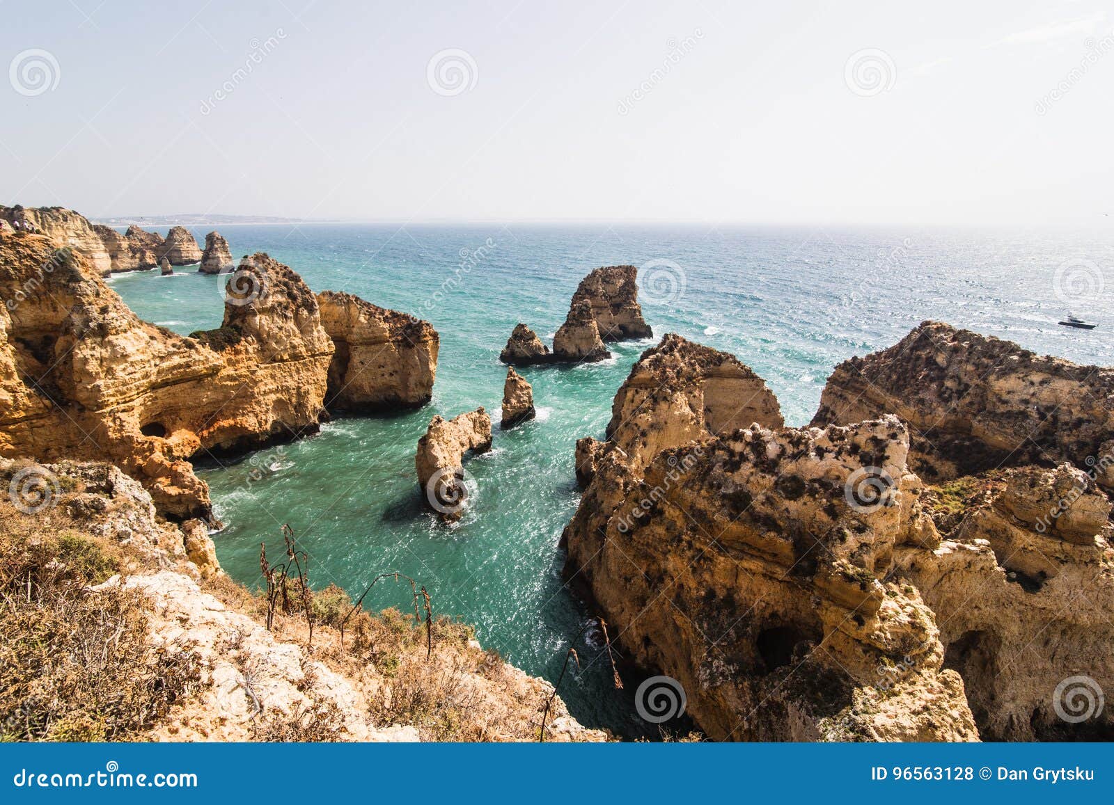 Beautiful Atlantic Ocean View Horizon with Sandy Beach Rocks and Waves ...