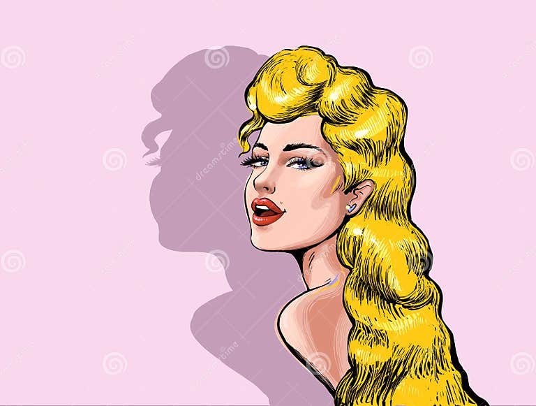 Beautiful Attractive Blond Woman With Open Mouth And Long Hair Looking